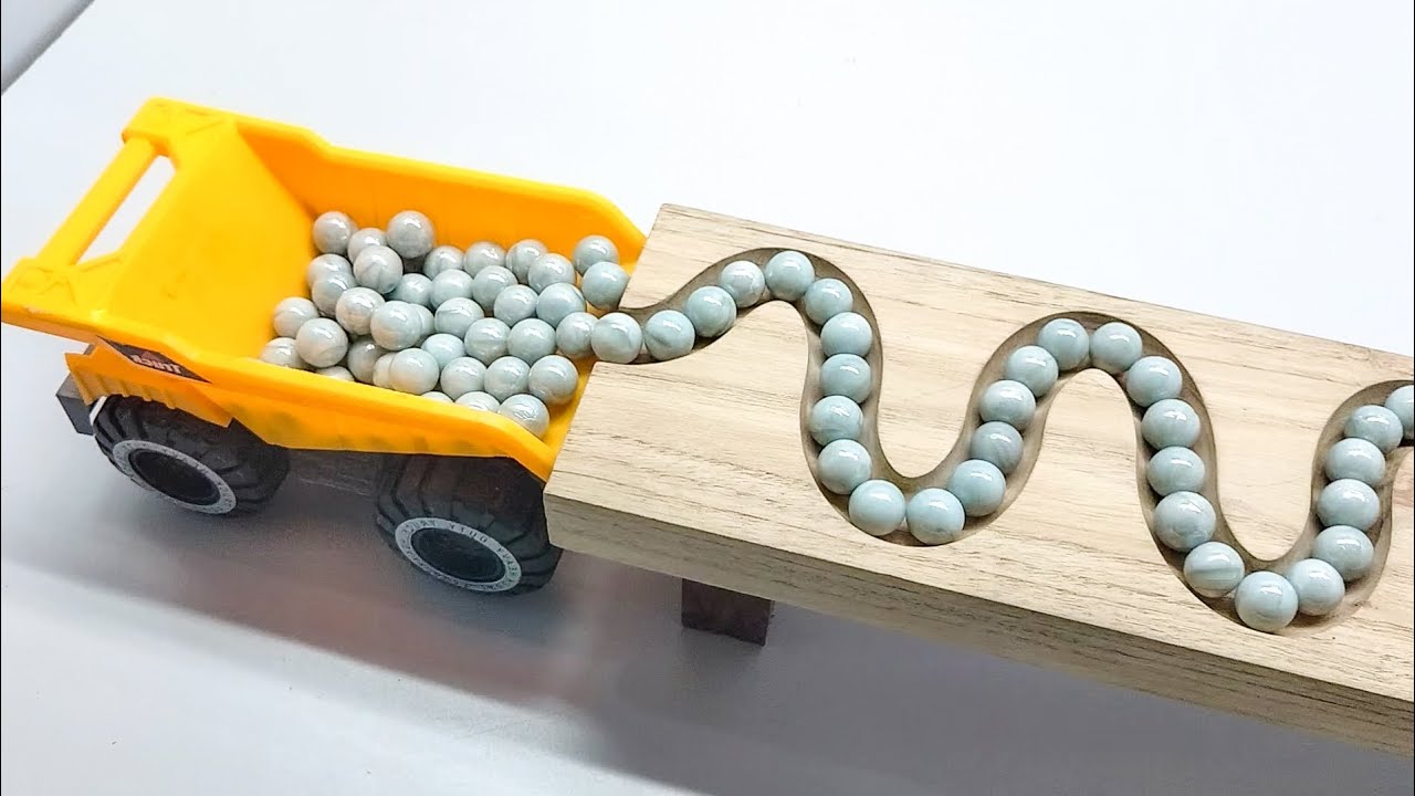 Marble Run Race | Marbles Load In Dumper Truck | S-Type Wooden Marble ...