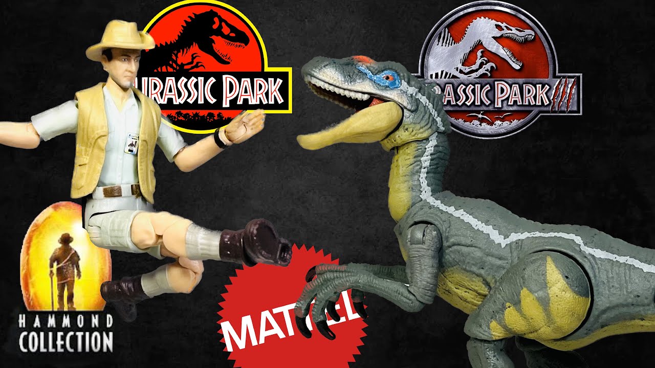 Mattel Hammond Collection Rober Muldoon & Male Velociraptor Raptor ...