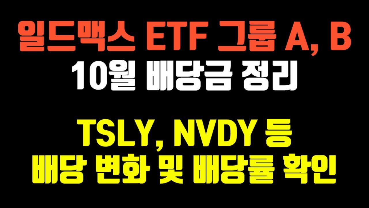 일드맥스 ETF 그룹 A, B 10월 배당금 정리 (TSLY, NVDY 등 배당 변화 및 배당률 확인) - YouTube