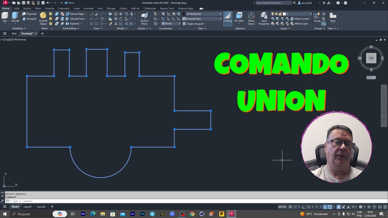 AUTOCAD 2D COMANDO UNION - UNIÃO DE FORMAS 2D - YouTube