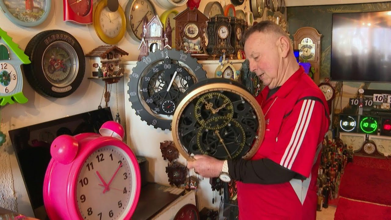 German collector turns back time as clocks go forward | AFP - YouTube