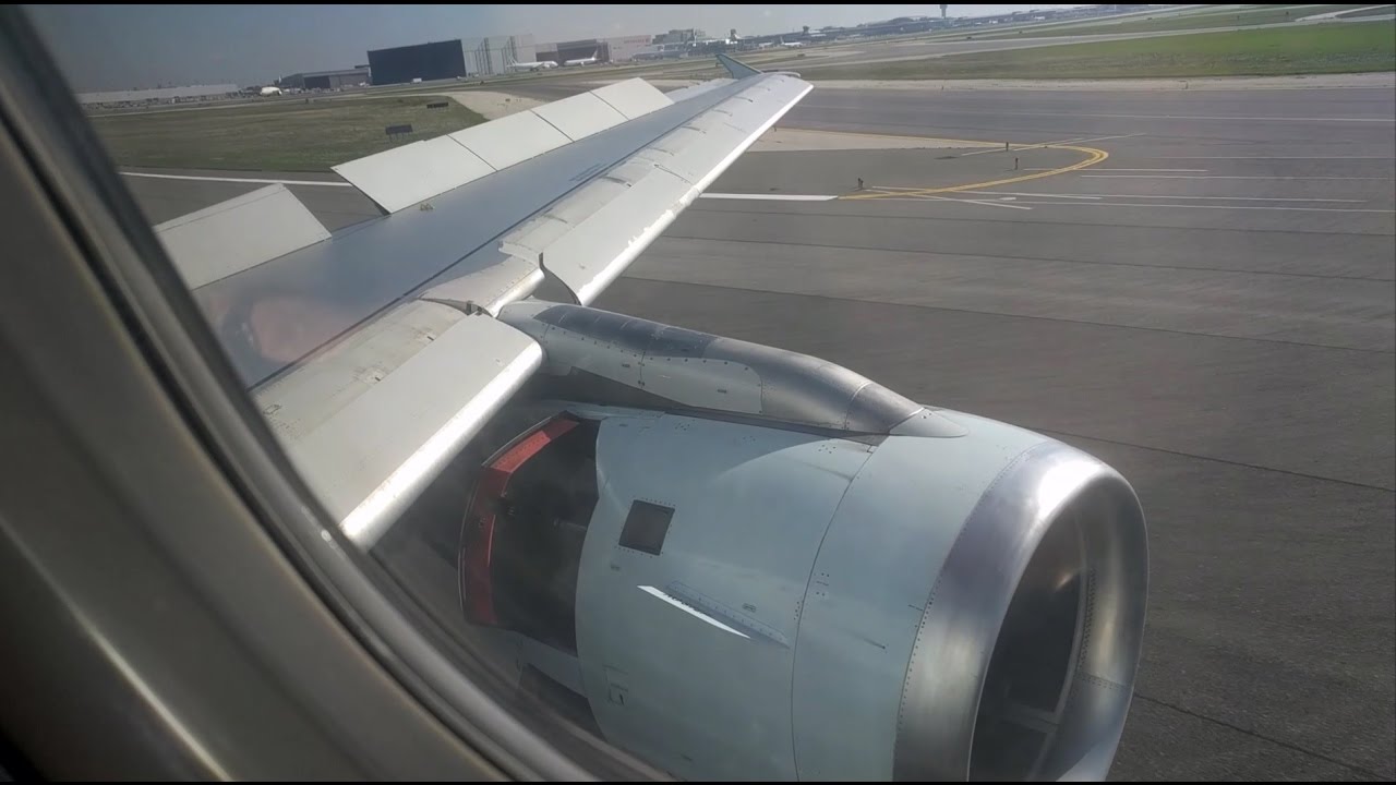 Air Canada 449 Airbus A319 Engine View Smooth Landing + Thrust Reverse ...