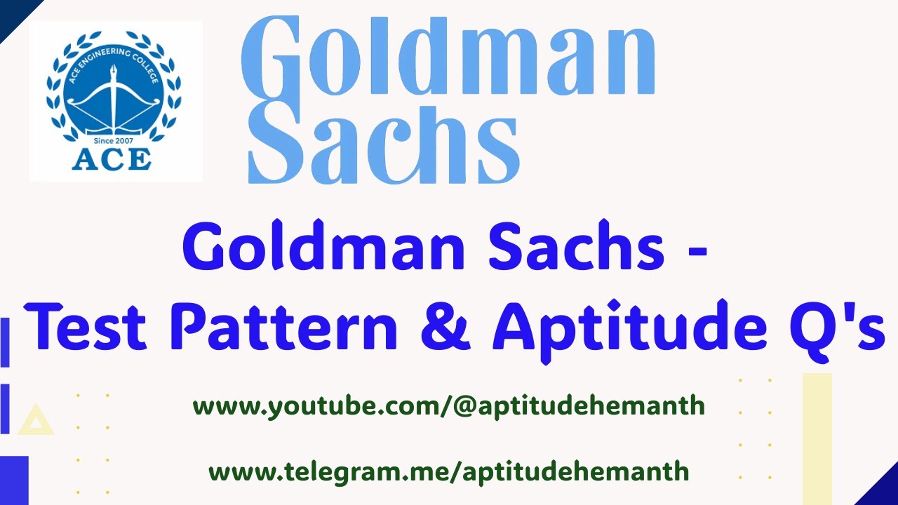 Goldman Sachs - Test Pattern & Aptitude Q's - YouTube