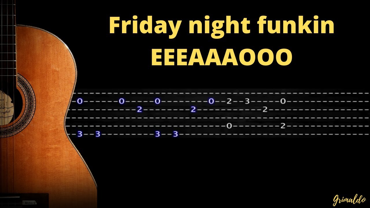 Friday night funkin EEEAAAOOO.Tutorial guitar Tabs - YouTube
