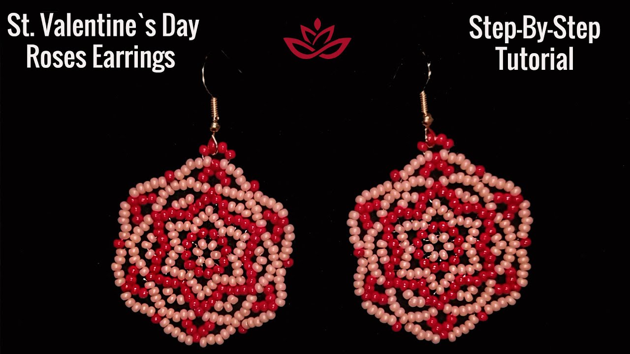 St Valentine's Day Roses Earrings - Tutorial || How to make beaded roses? - YouTube