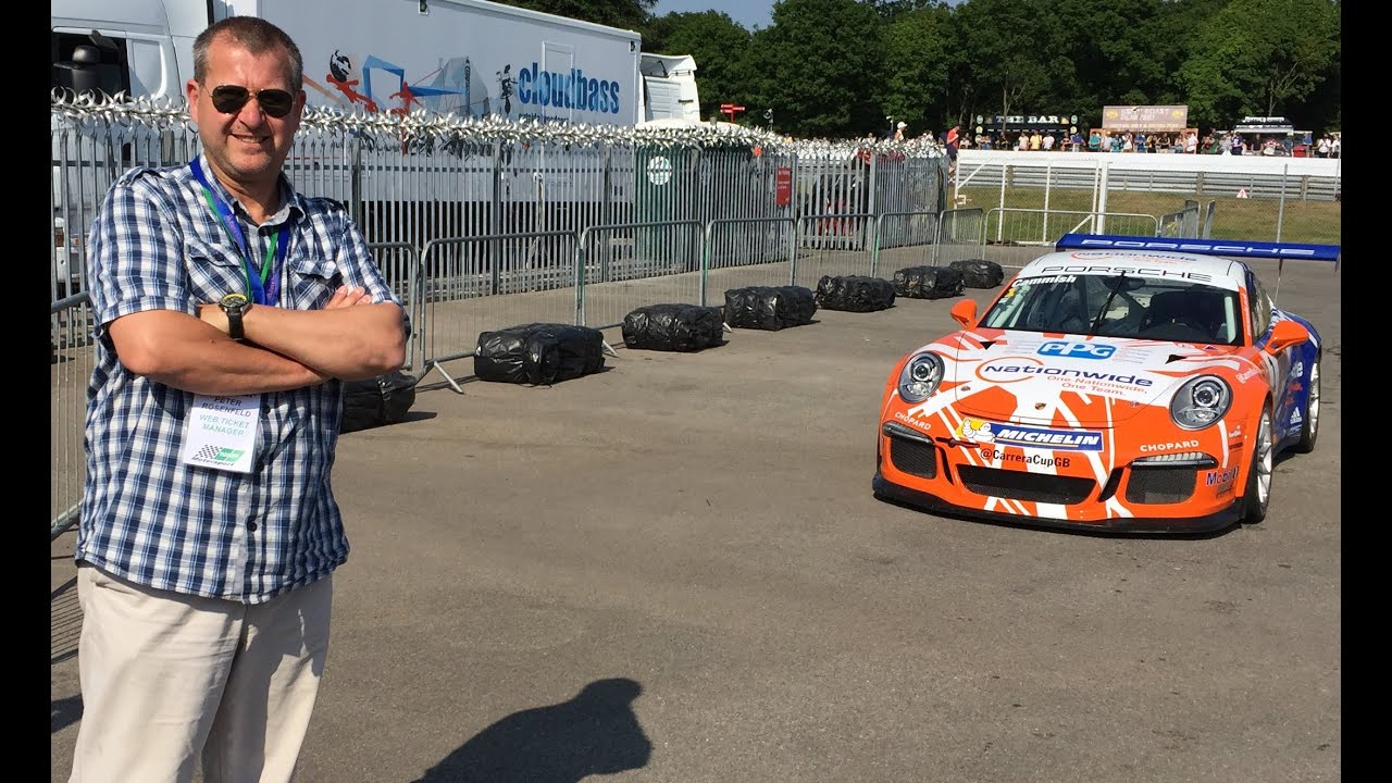 Peter Rosenfeld watches Dan Cammish win at Oulton Park - YouTube