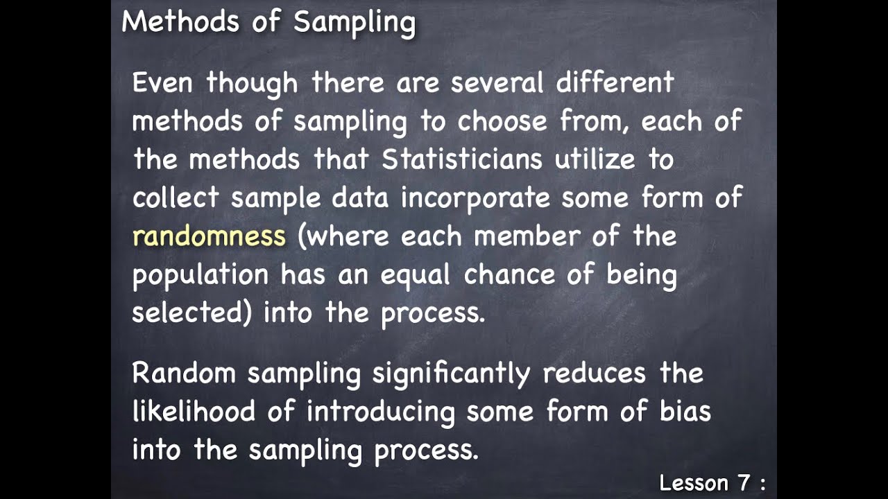Lesson 7 : Methods of Sampling - YouTube