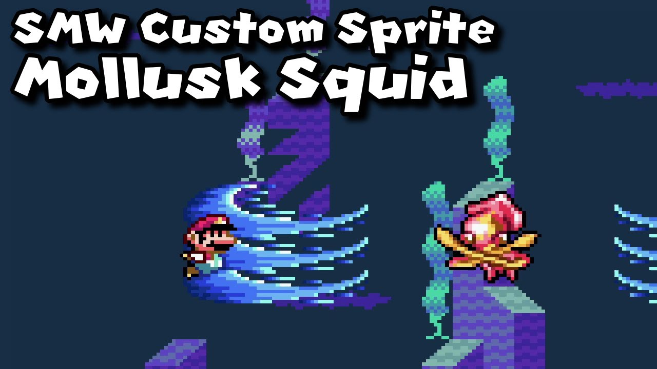 SMW Custom Sprite - Mollusk Squid (from Lufia: The Ruins of Lore) - YouTube