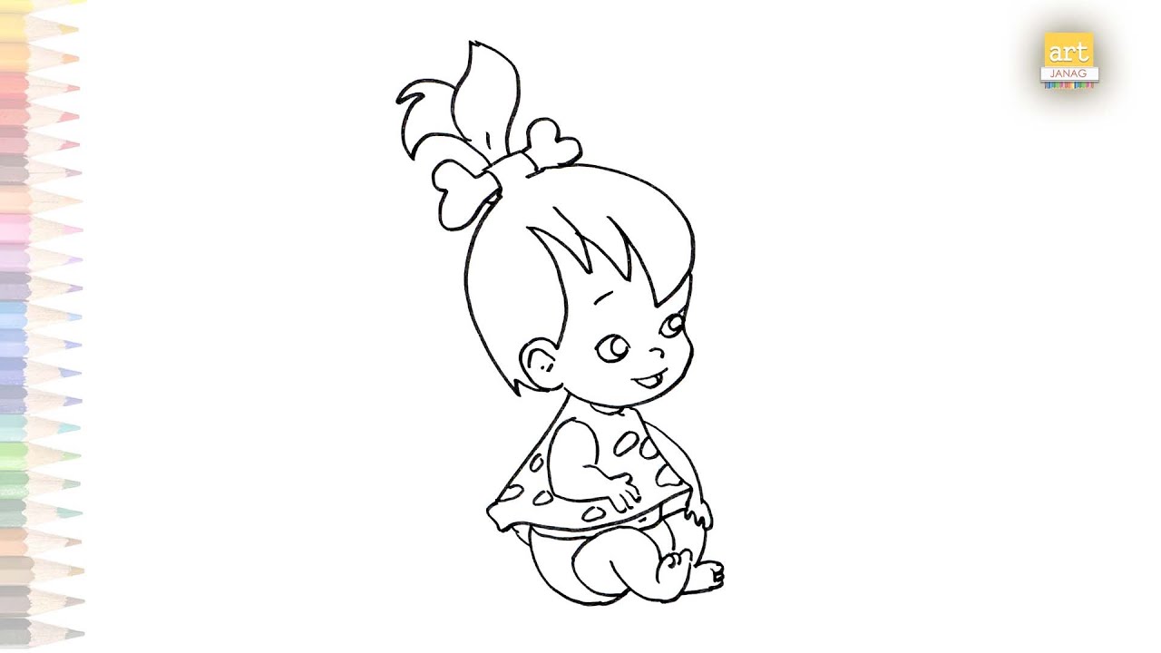 Pebbles Flintstone drawing 2 | How to draw Pebbles Flintstone drawing ...
