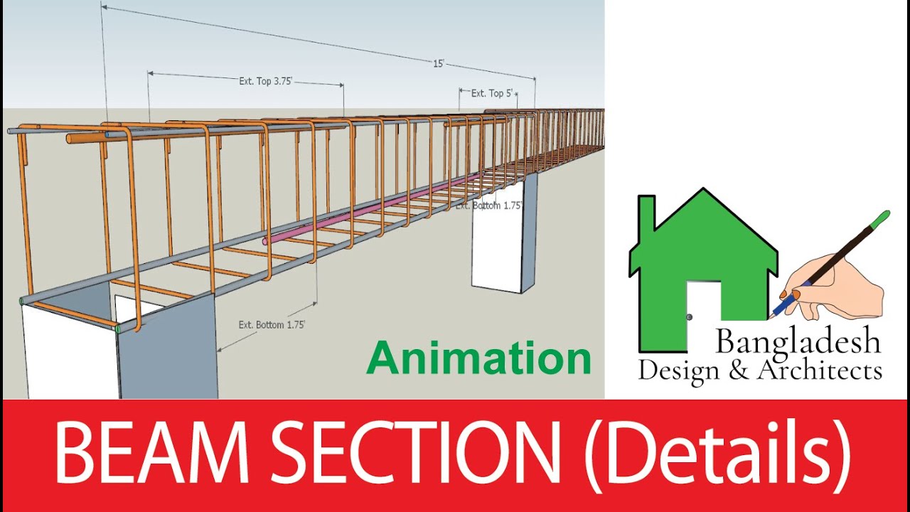 How to construct a Beam | Beam Section & Elevation | Bangla & English ...