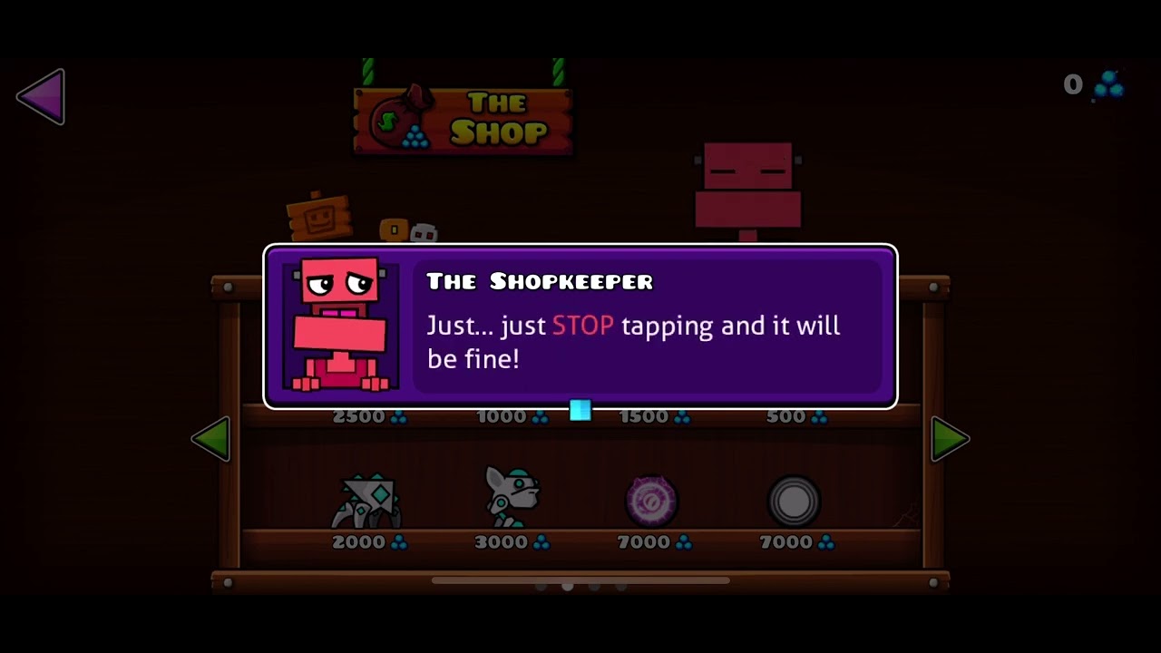 What happens if you tap the shopkeeper in geometry dash?? - YouTube