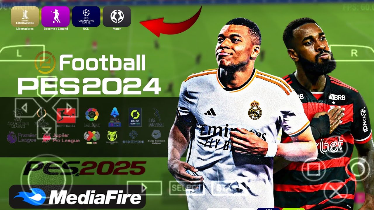 eFOOTBALL PES 25 (PPSSPP) CÂMERA DE PS4 MEDiAFiRE Patch 100% Atualizado ...