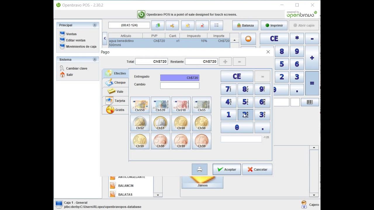 Openbravo POS: Venta en efectivo - YouTube