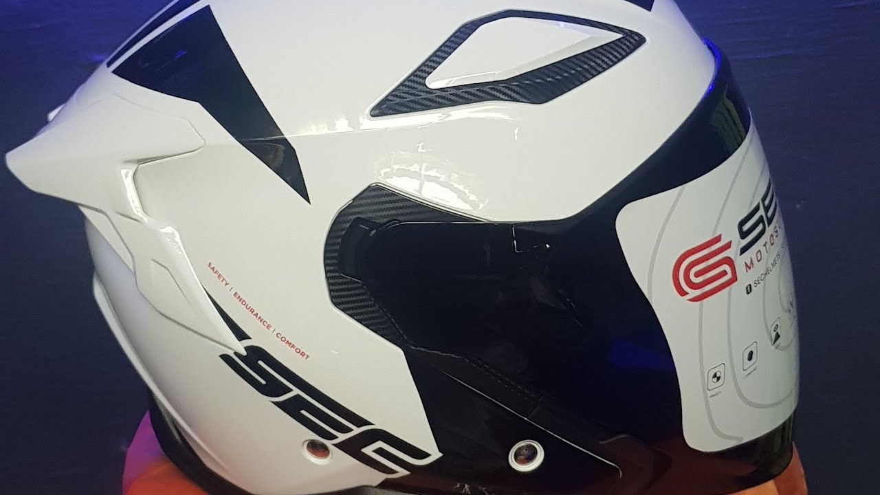 𝗦𝗘𝗖 𝗧𝗘𝗠𝗣𝗢 Half Face Helmet | Dual Visor with | Gloss White/Black Medium ...