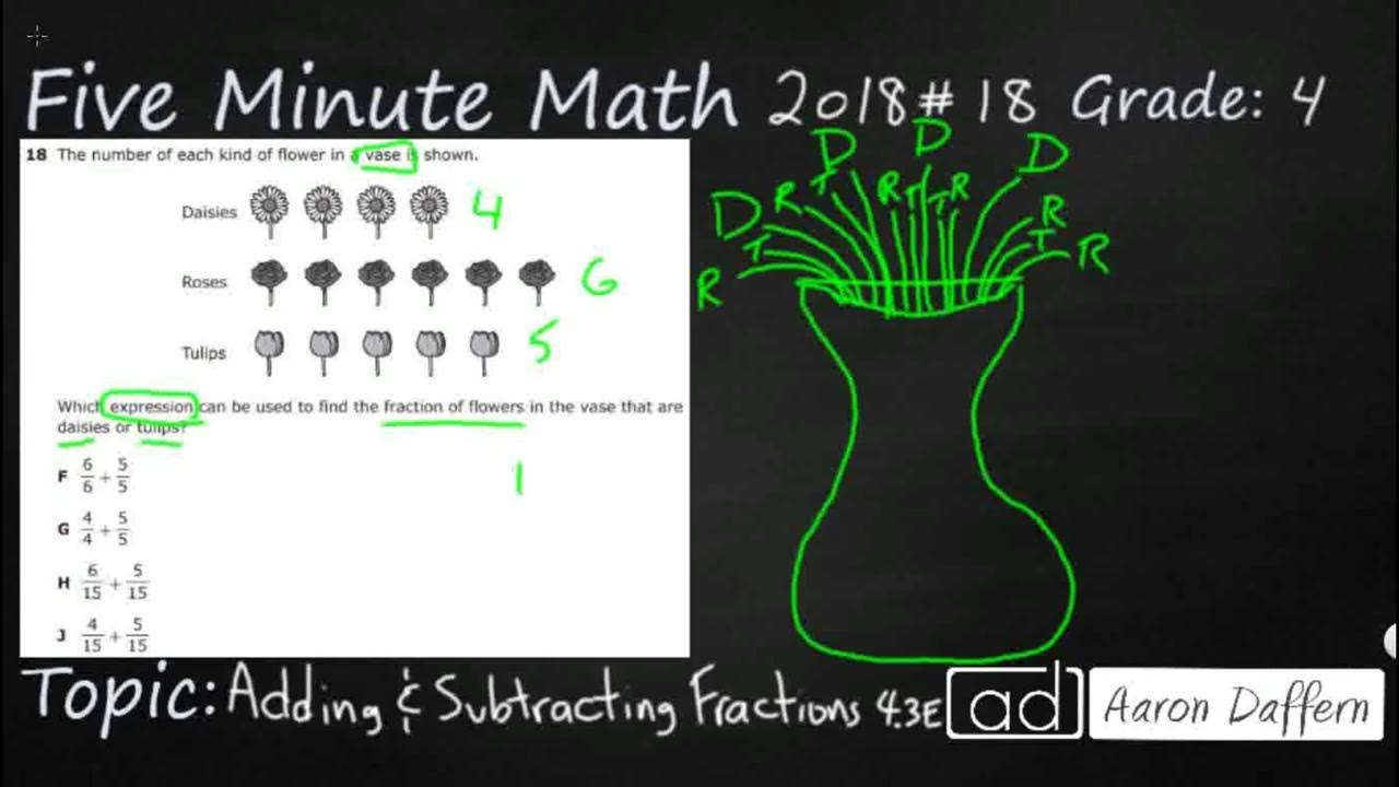 4th Grade STAAR Practice Adding and Subtracting Fractions (4.3E - #5 ...