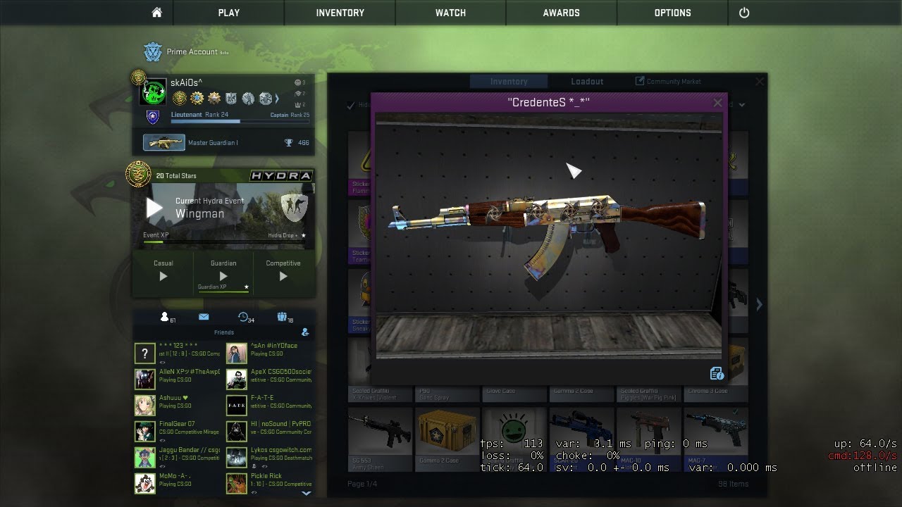 CSGO - Gold GEM CASE HARDENED AK-47 SKIN with NIP STICKERS !! - YouTube