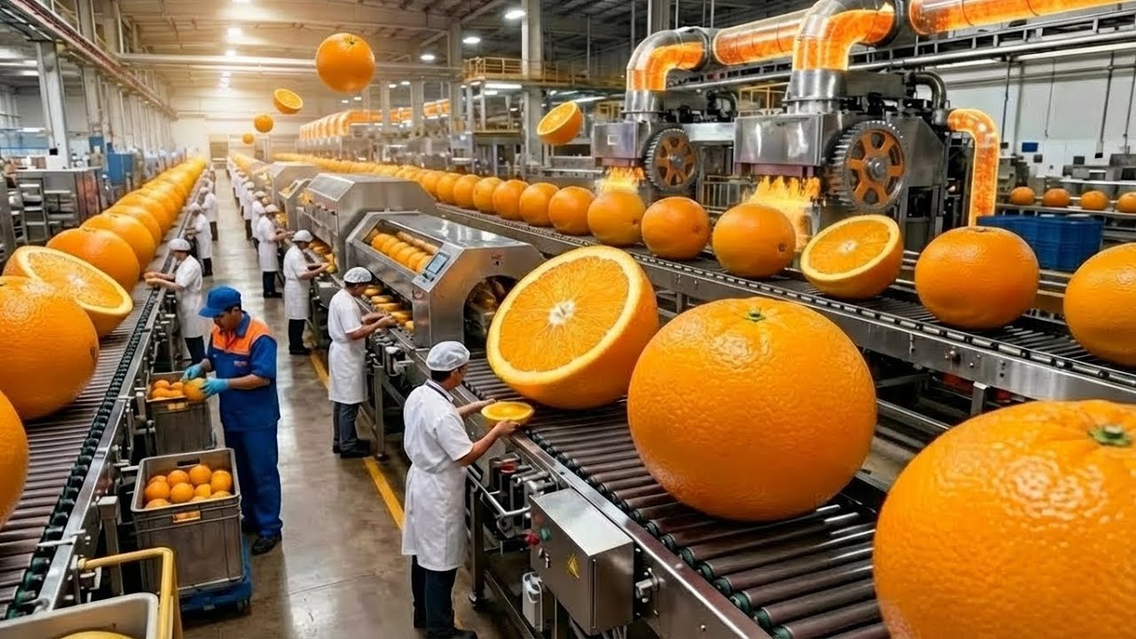 How Orange Juice Is Made in Factory | From Tree to Bottle - YouTube