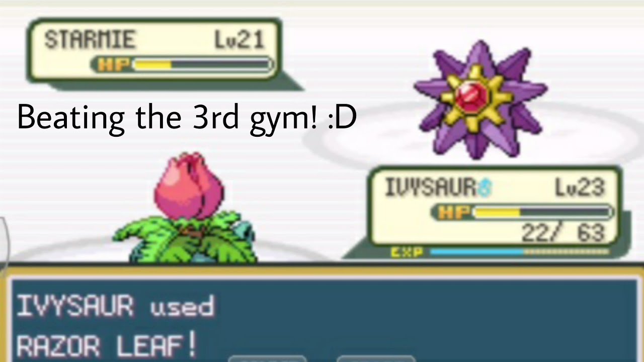 Defeating Misty, the 3rd gym leader! - Pokémon Fire Red - YouTube