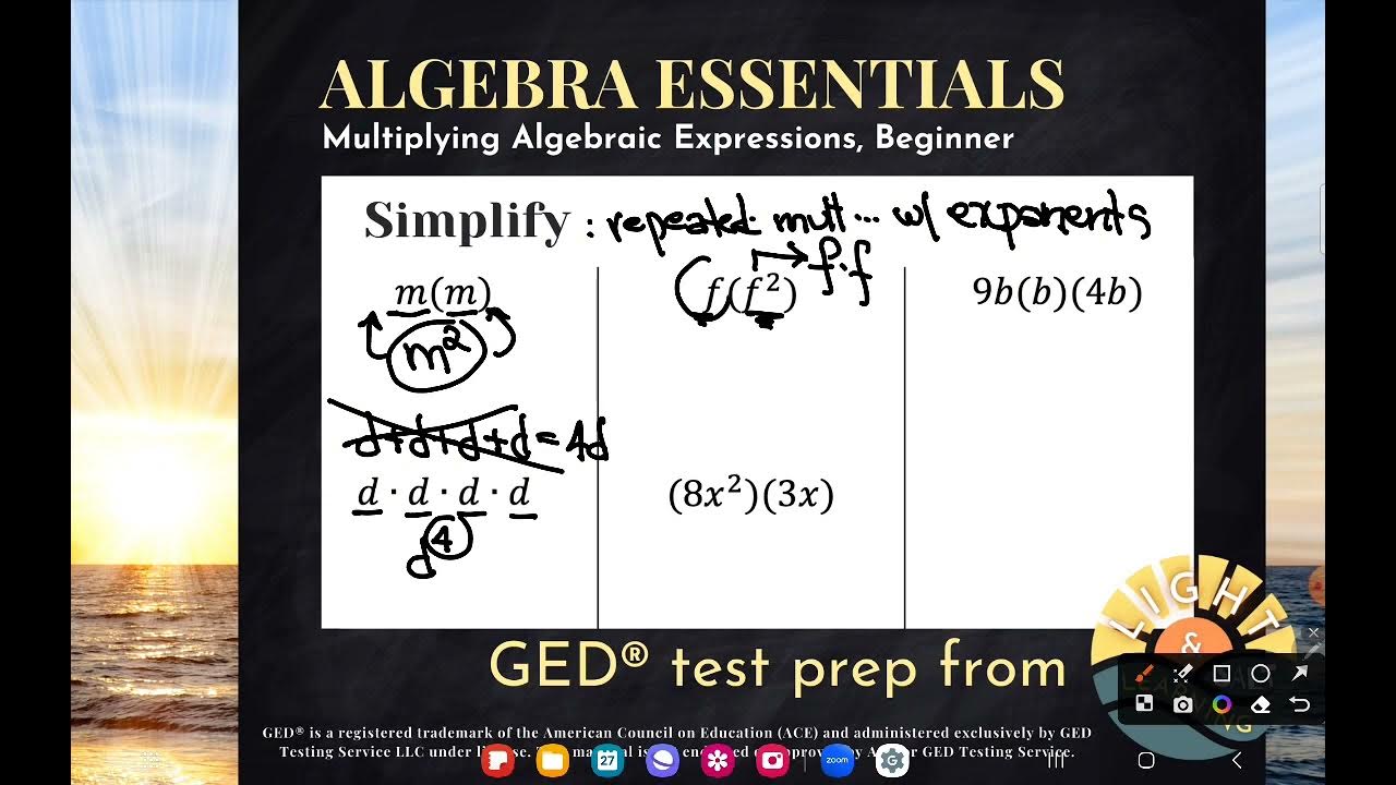 GED® Math: Exponents & Product Rule (1.7, Bgn, #5,14,15,17,18) - YouTube