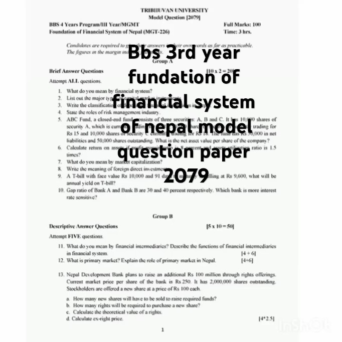 BBS 3rd Year Finance Question paper 2079|| bbs 3rd year finance ...