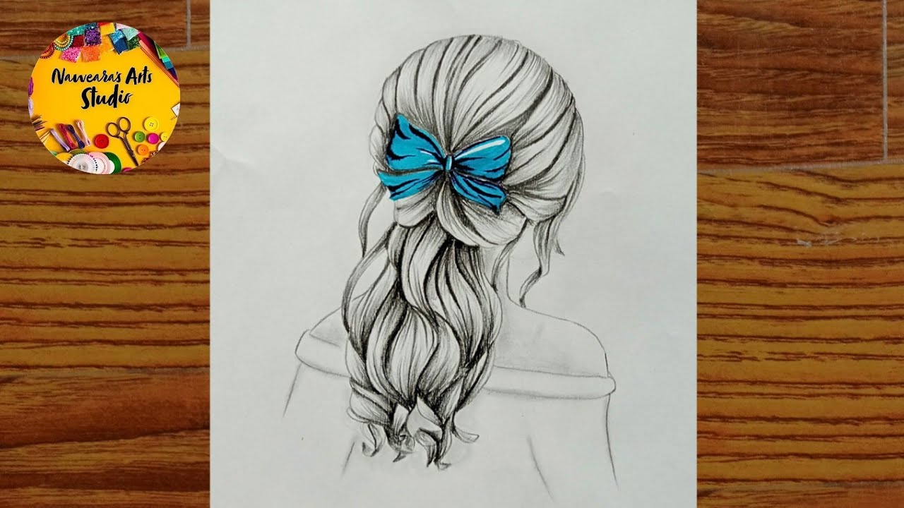 How to draw a girl with beautiful hairstyle | Easy girl drawing ...