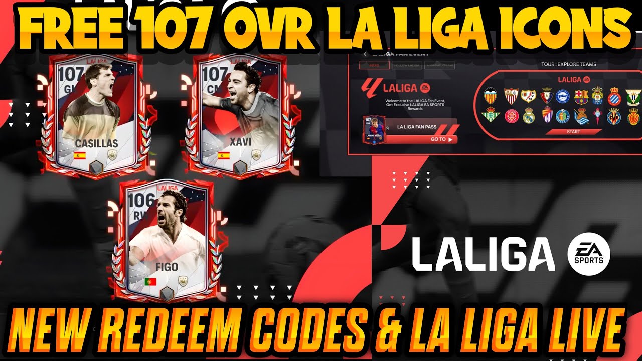 FREE 107 OVR LALIGA ICONS || NEW REDEEM CODES || LA LIGA LIVE FCMOBILE ...