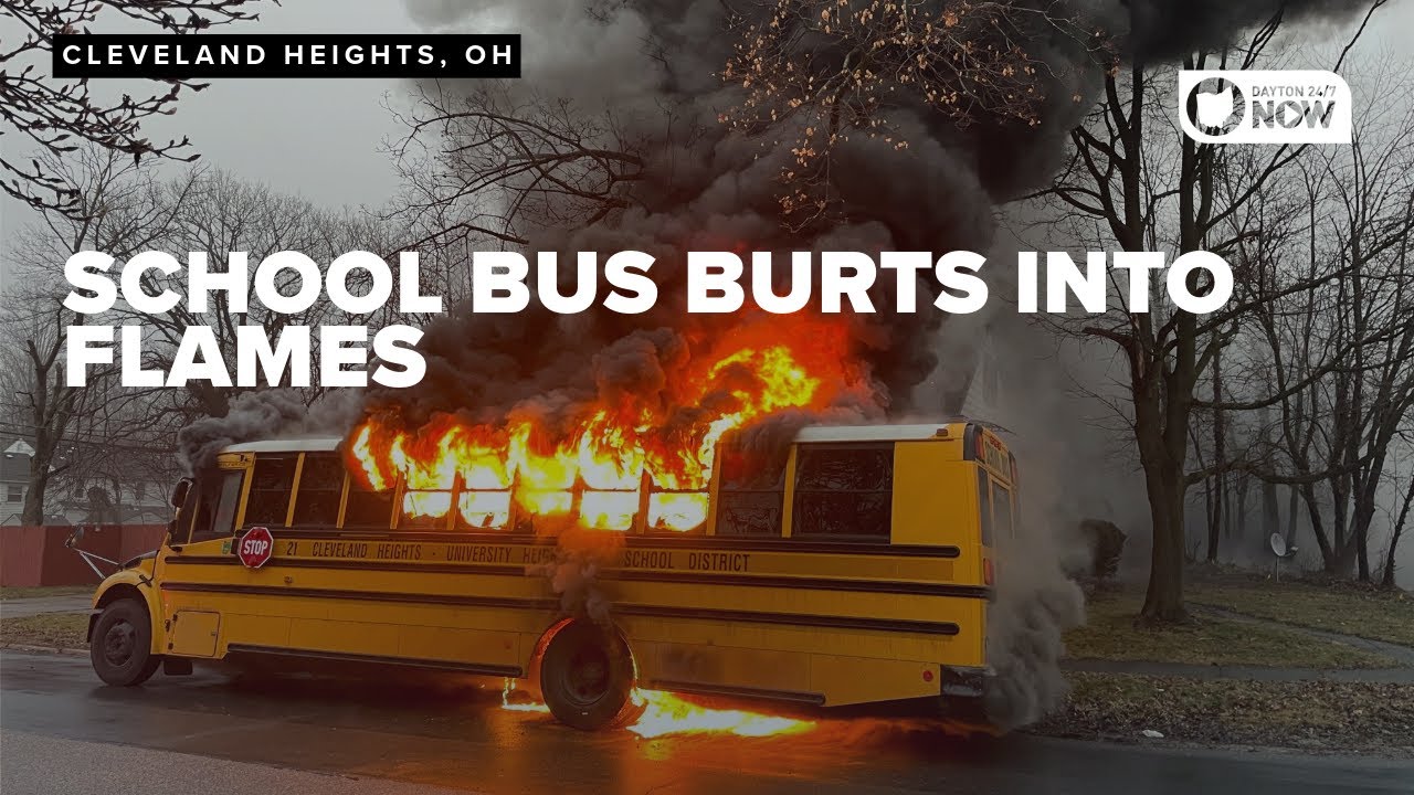 WATCH: School bus engulfed in flames, driver rescues 15 students - YouTube