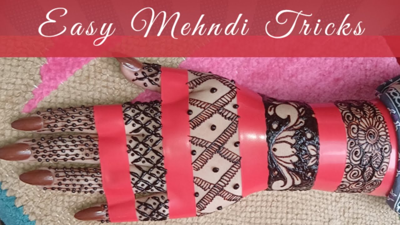 Stylish Mehndi Design with the help of Cello Tape| Easy mehndi tricks ...