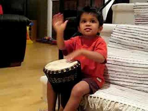 2.5 year Kid playing djembe Drum - YouTube