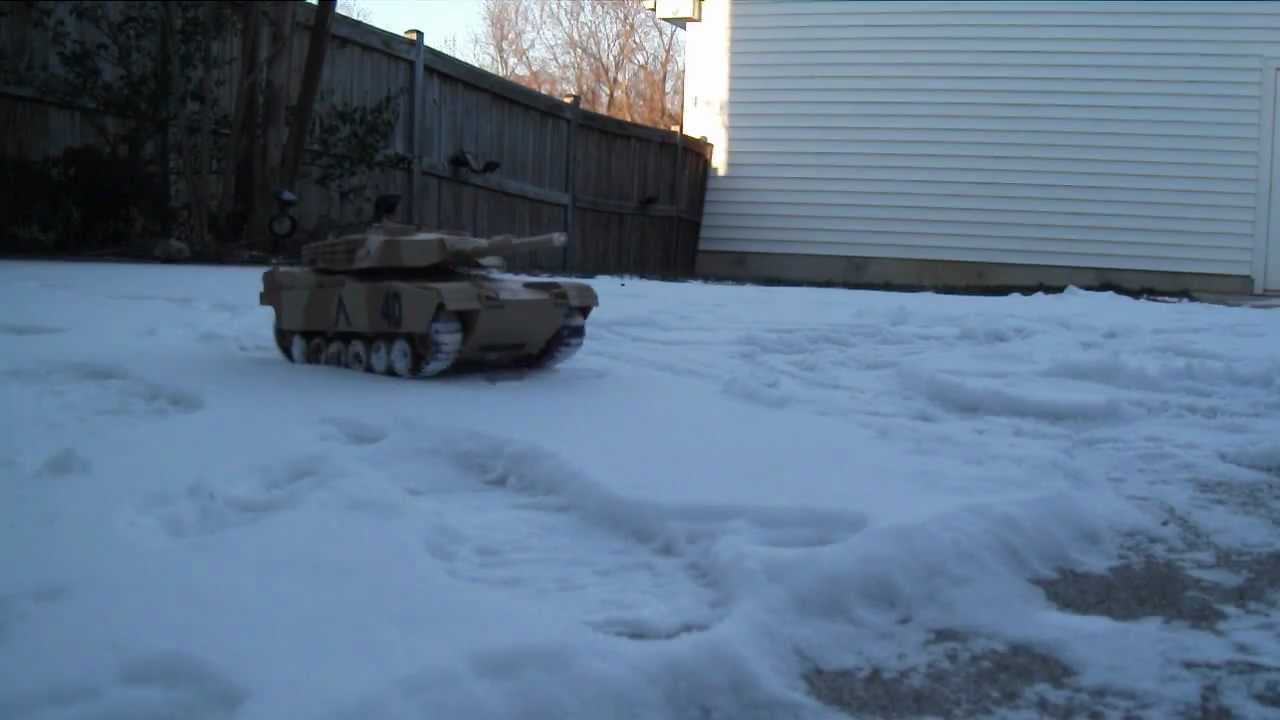 Radio Shack RC M-1 Abrams Tank in snow now in HD - YouTube
