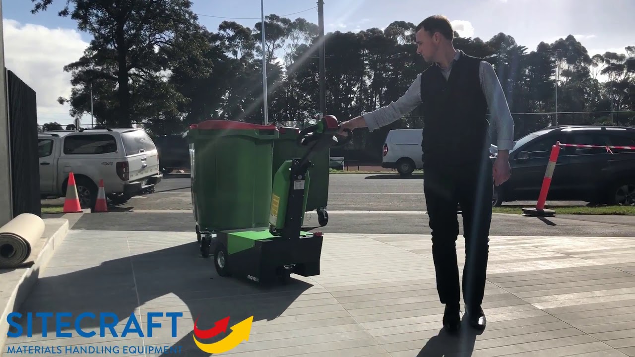 Movexx T1500-D Tow Tug Moving 660L Bins Up A Steep Ramp - YouTube