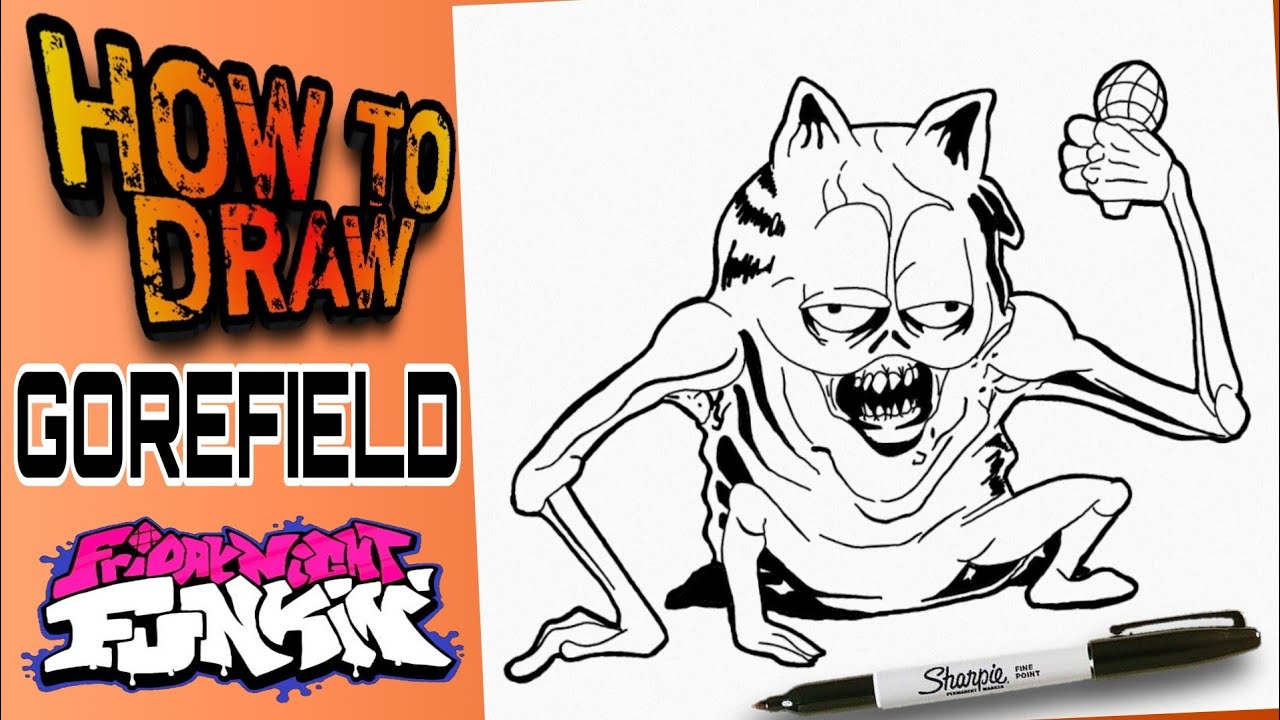HOW TO DRAW GOREFIELD FROM FRIDAY NIGHT FUNKIN' | como dibujar a ...
