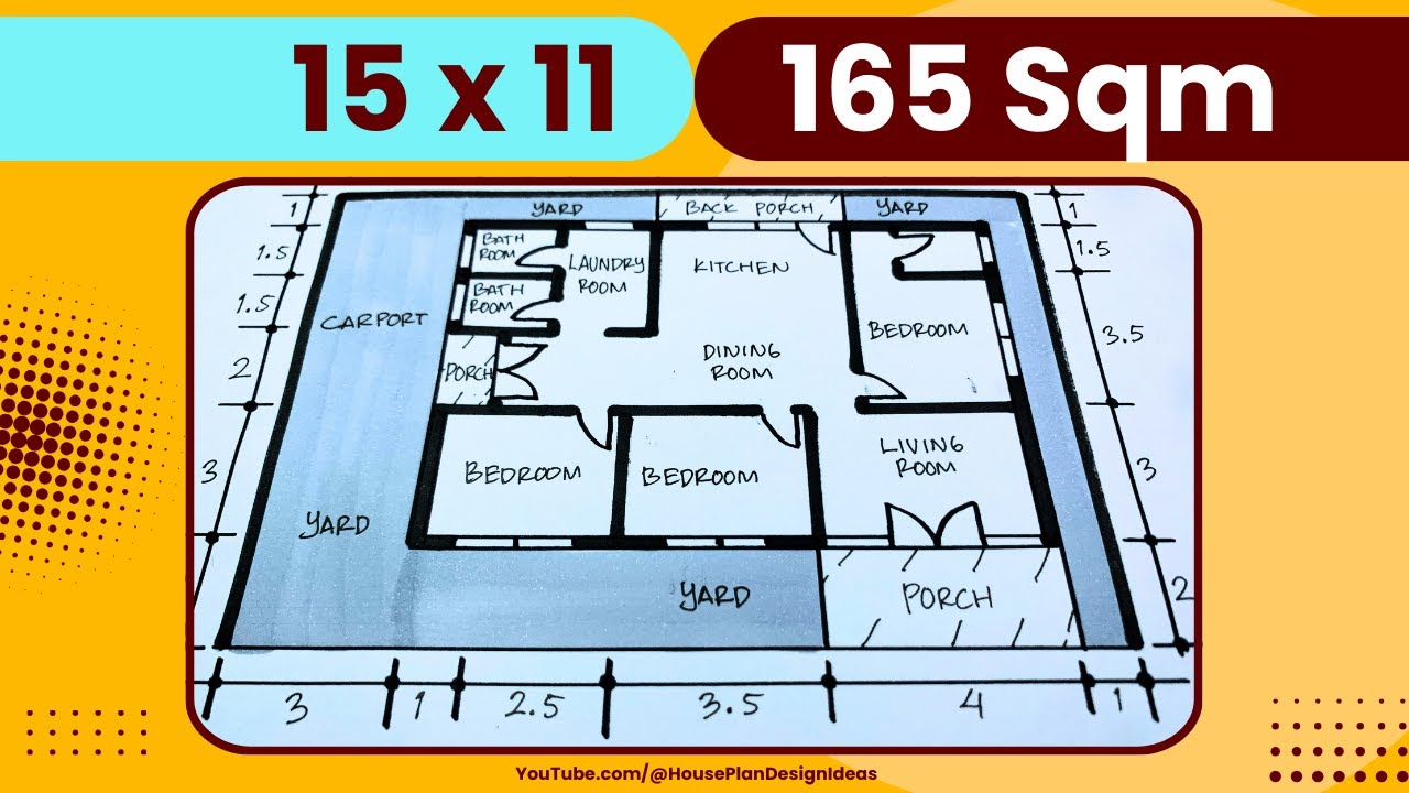 15x11 House Plan Design 165 square meter 3 Bedroom - YouTube