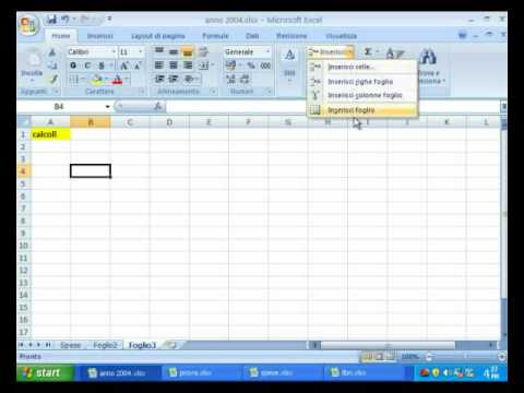 tutorial foglio di lavoro Excel lezione 1 come inserire un nuovo foglio ...