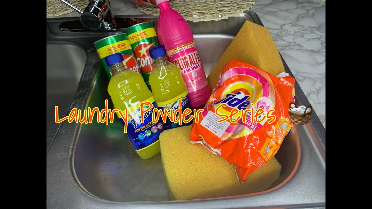 LAUNDRY POWDER SERIES 🧺 | ASMR SPONGE SQUEEZING | BLEACH & POP RINSE 😍 ...
