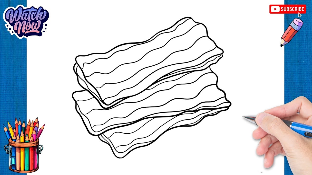 How to draw Bacon - Foods Drawing - YouTube