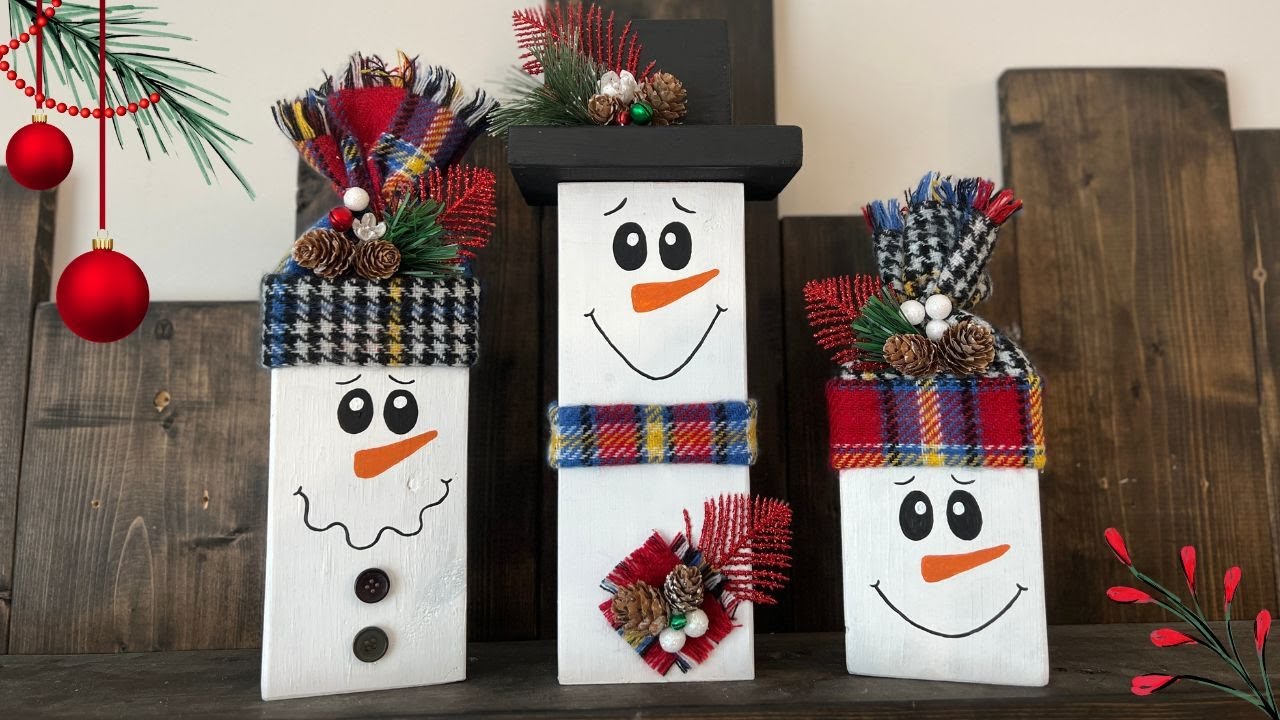 2x4 Snowmen Crafts | Christmas Crafts | DIY Christmas decor - YouTube