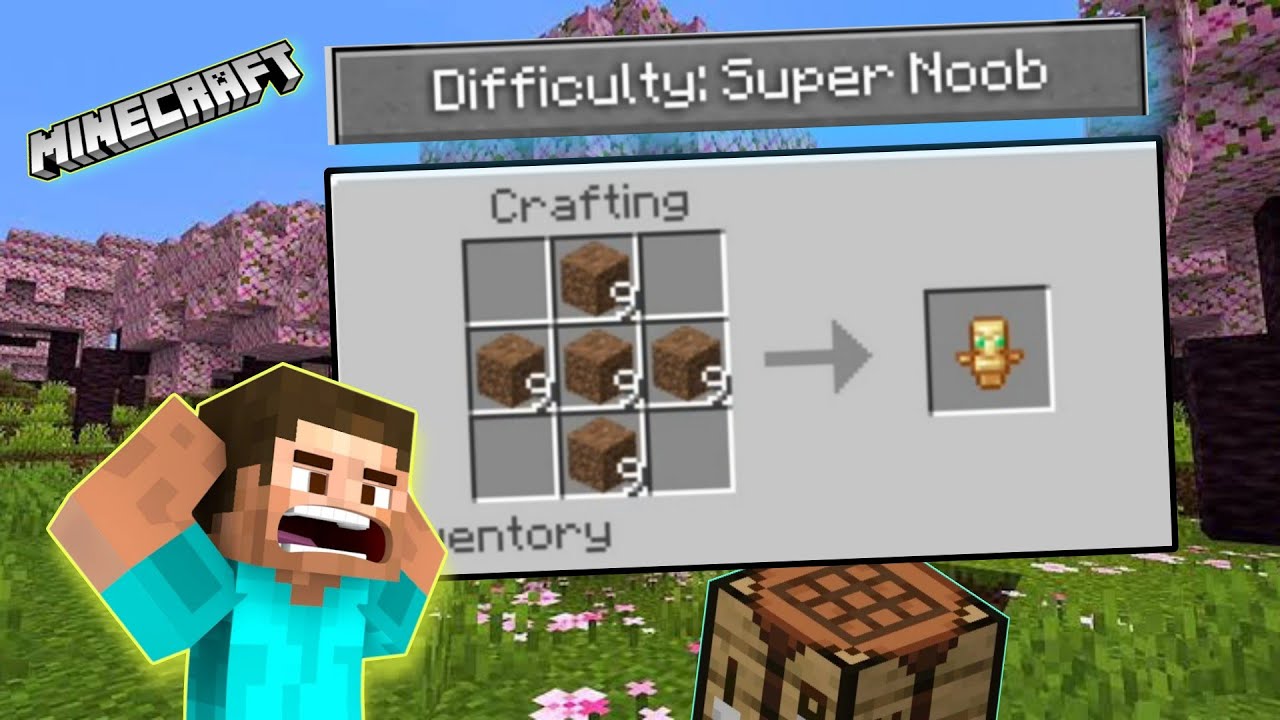 Beating Minecraft As A Noob | Minecraft Super Noob Difficulty - YouTube