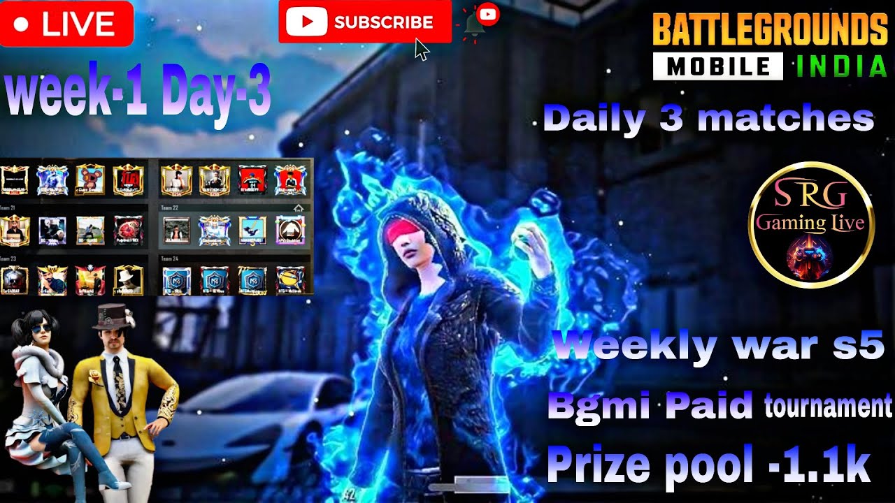 BGMI TOURNAMENT AAG KI ANGAR 🔥🔥WEEKLY WAE S-5 DAY-3 @SRGgaminglive01 - YouTube