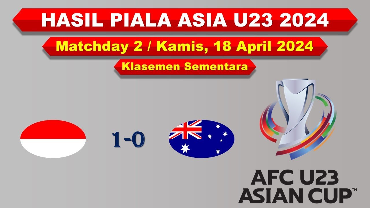 Hasil Piala Asia U23 2024 │ Matchday 2 │ Indonesia vs Australia │ Kamis, 18 April 2024 │ - YouTube
