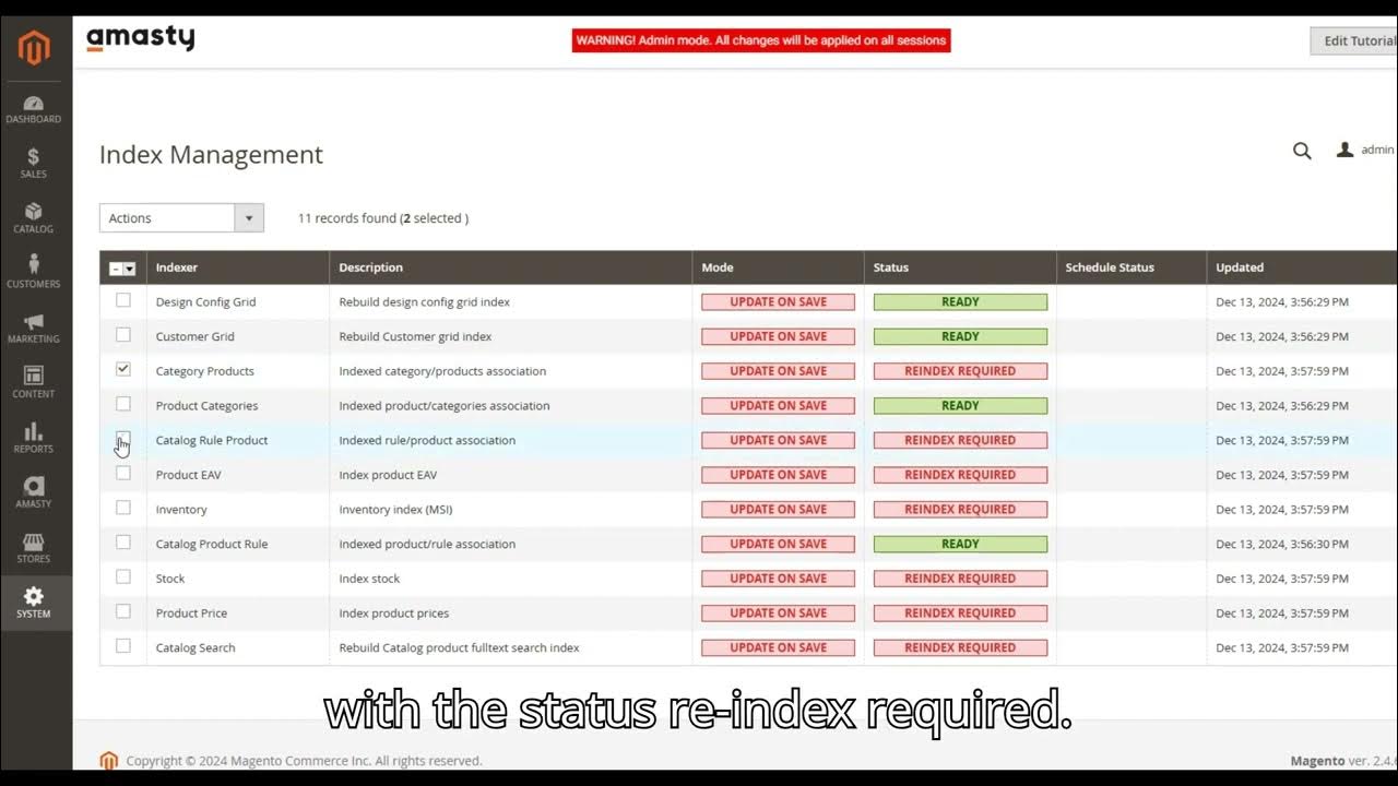 How to reindex with Magento 2 Admin Panel - YouTube