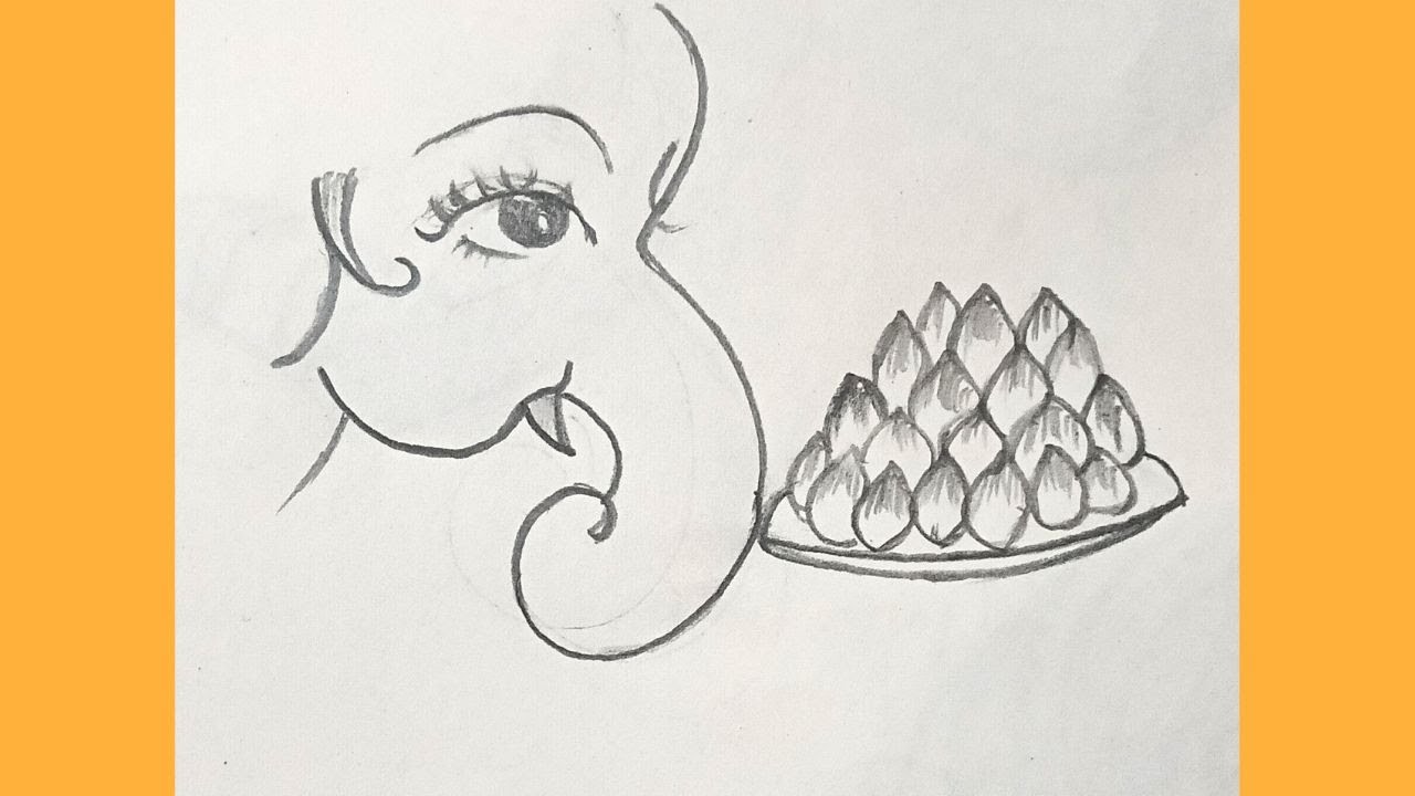 How to draw bal ganesha with modak/Bal Ganesha Drawing with modak easy ...