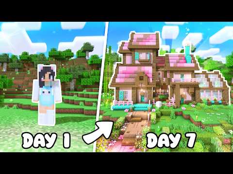 💜7 DAYS To Build a STARTER HOUSE In Minecraft!