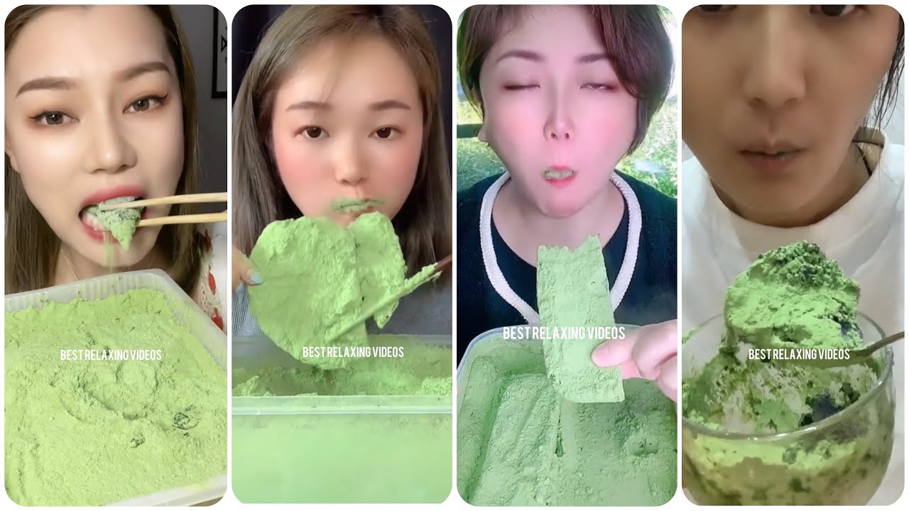 [ASMR] DELICIOUS MATCHA POWDERED ICE EATING EATING & AMAZING MATCHA ...