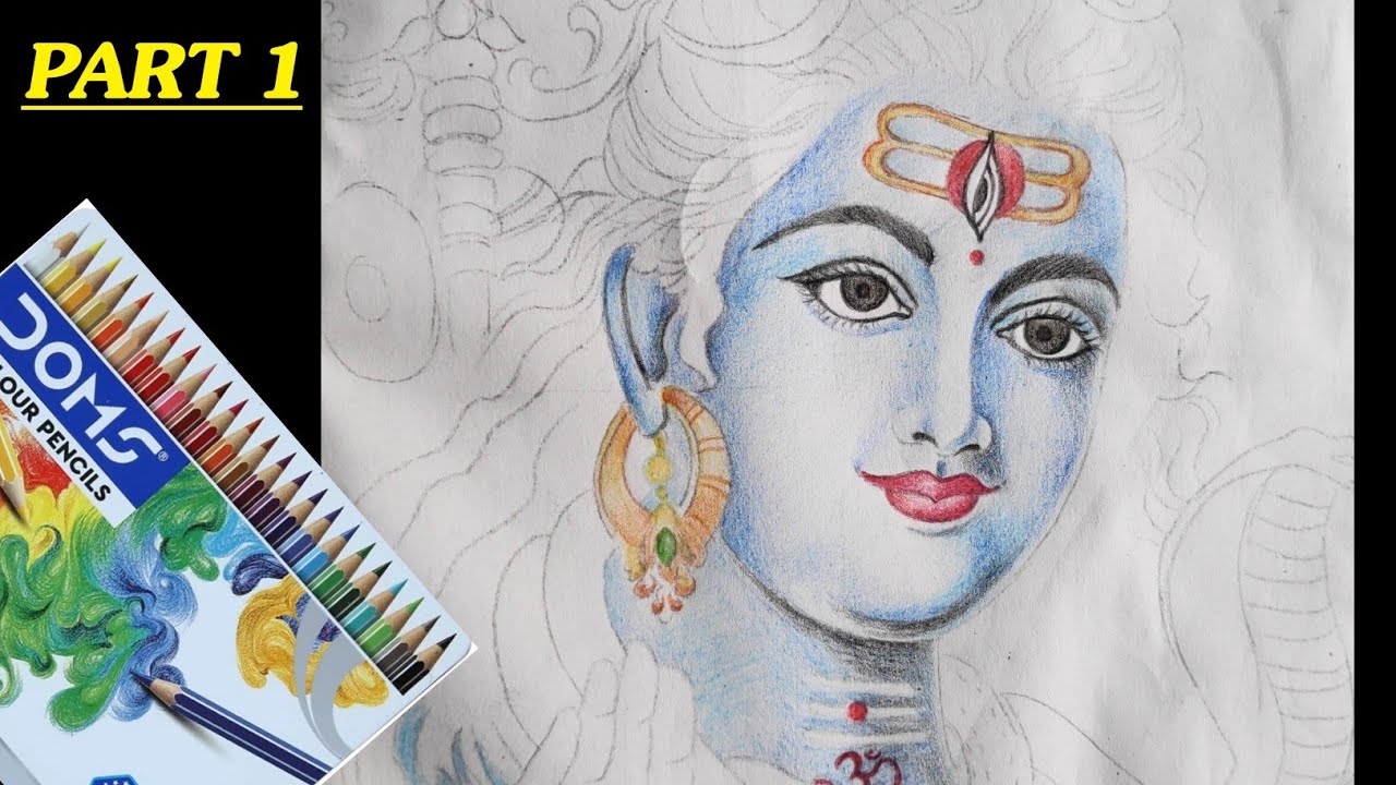 Part-1 ,How To Draw Lord Shiva|Lord Shiva Drawing with colour pencils ...