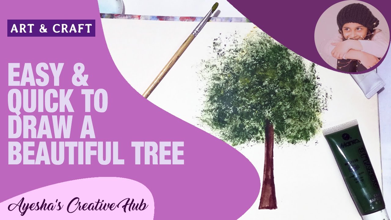 Easy Drawing | Tree Drawing | Easy Painting | Technique to make a tree ...