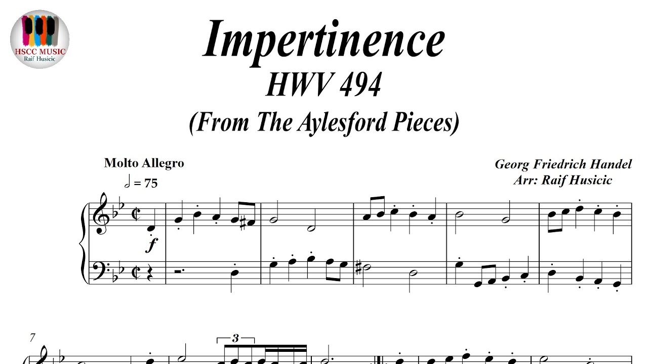 Impertinence HWV 494, Aylesford Pieces - Georg Friedrich Handel, Piano ...