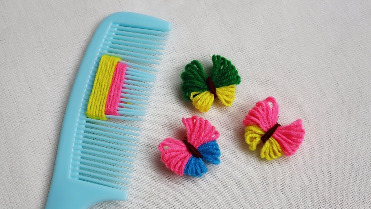 Butterfly Making Out of Wool Using Comb | DIY Woolen Butterfly ...