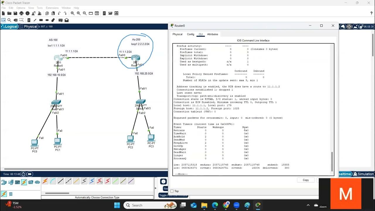 Configuration of eBGP protocol, Understanding routing table, How router will learn BGP Routing ...