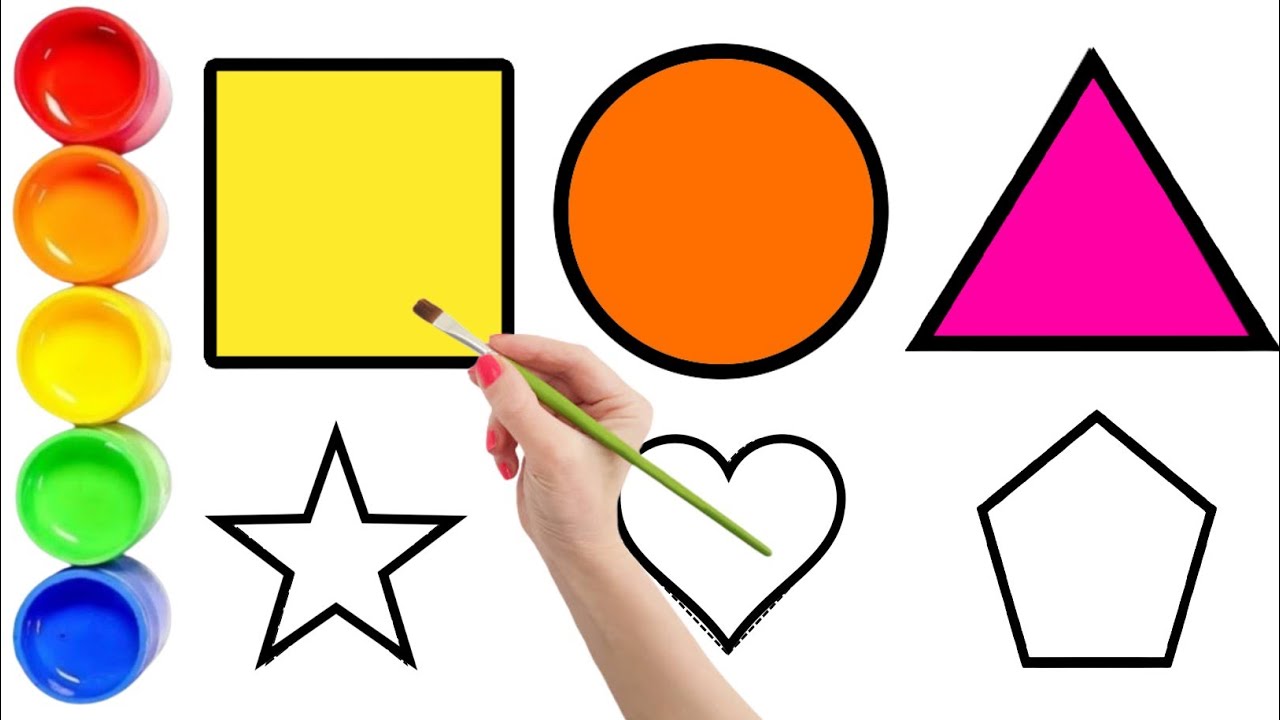 Shapes drawing for kids, shapes name, drawing , Colours name, Preschool ...